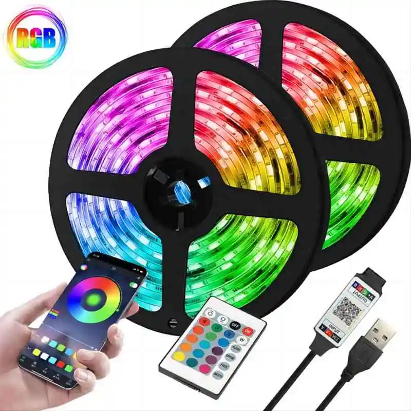 DC5V-RGB-LED-Strip-Light-1-2-3-4-5-10M-USB-24key-Bluetooth-Remote ...