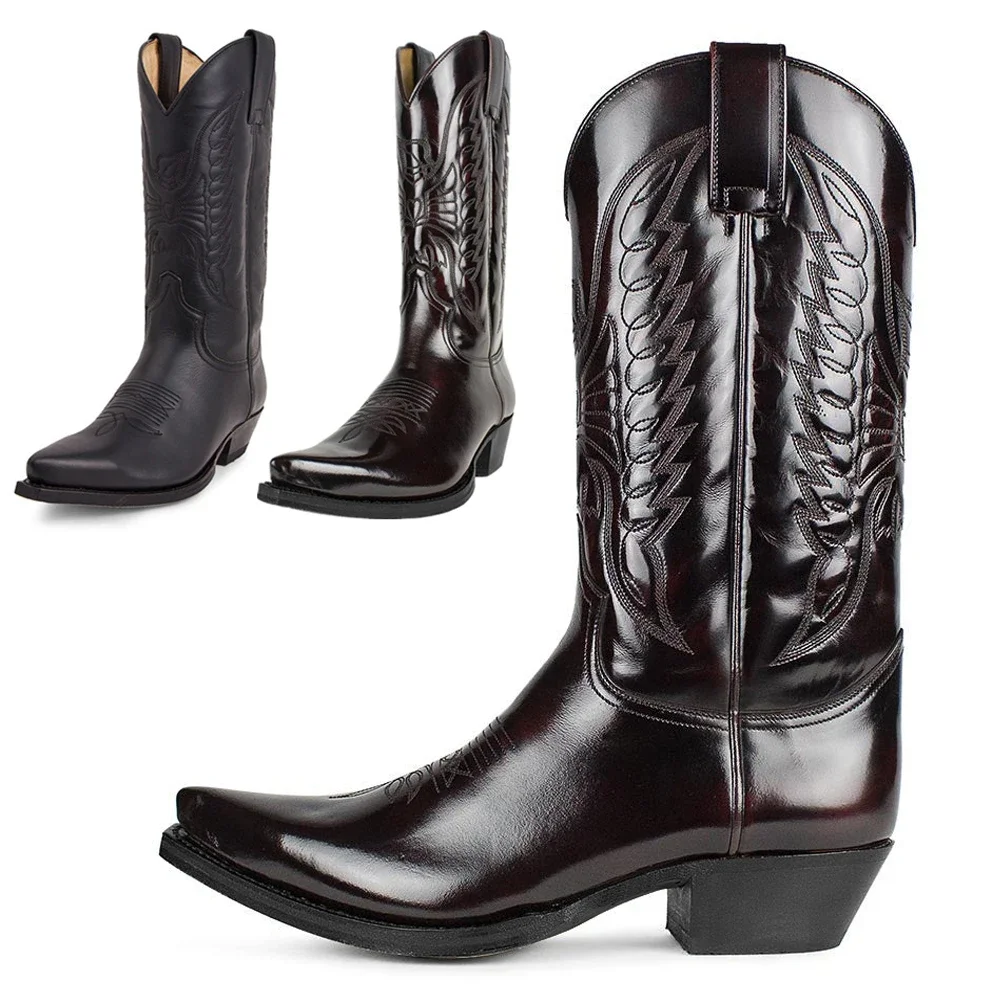 Bottes-de-cowboy-occidentales-pour-hommes-et-femmes-chaussures-en-cuir ...