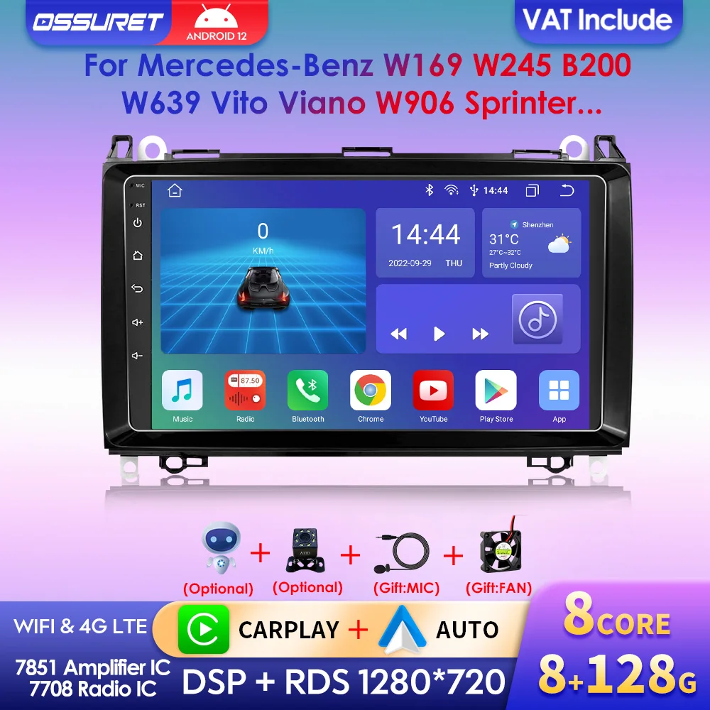 Radio Multimedia con GPS para coche, Radio con Android 12, 3 GB + 32 GB ...