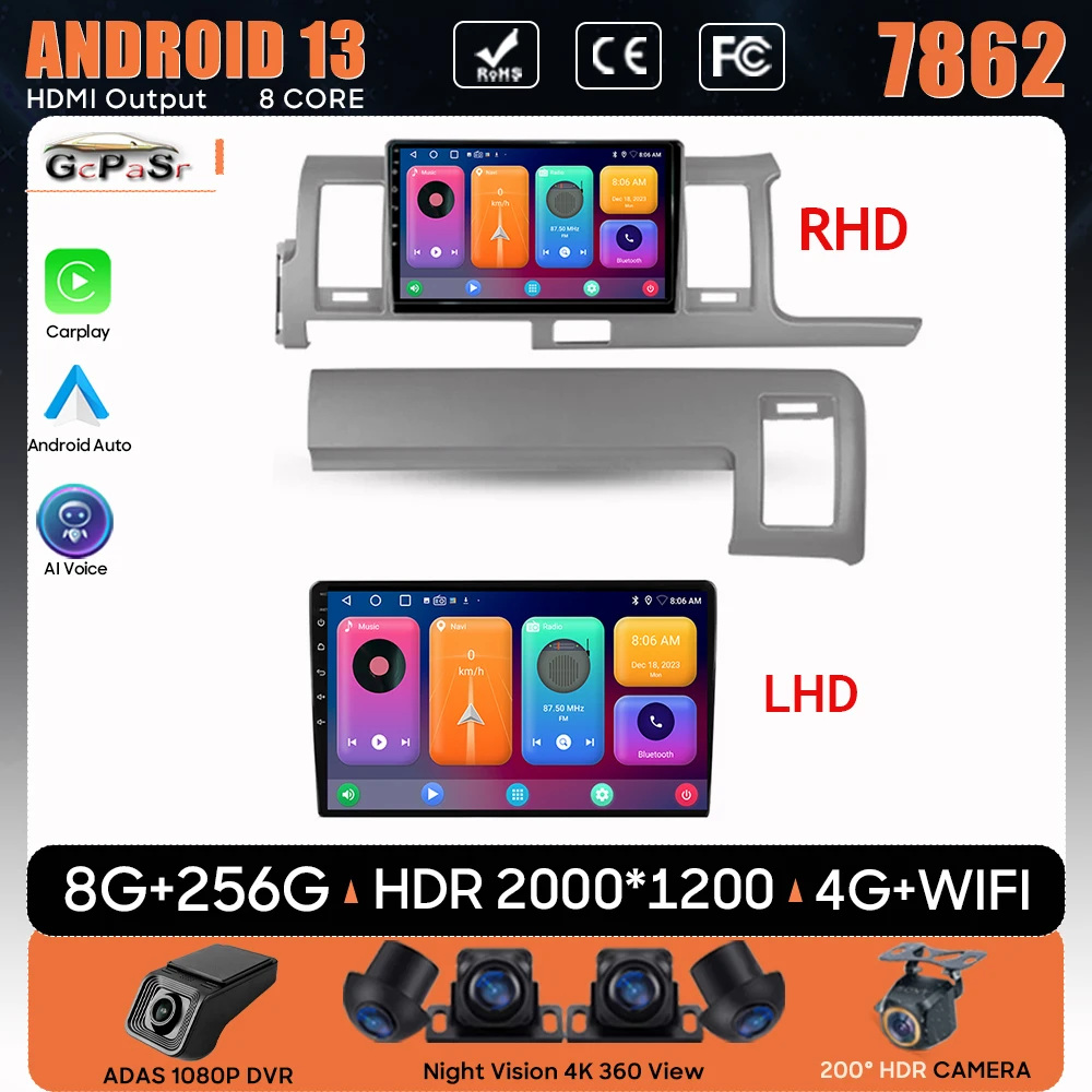 Car-Radio-Android-13-For-Toyota-Hiace-H200-2010-2018-LHD-RHD-Navigation ...