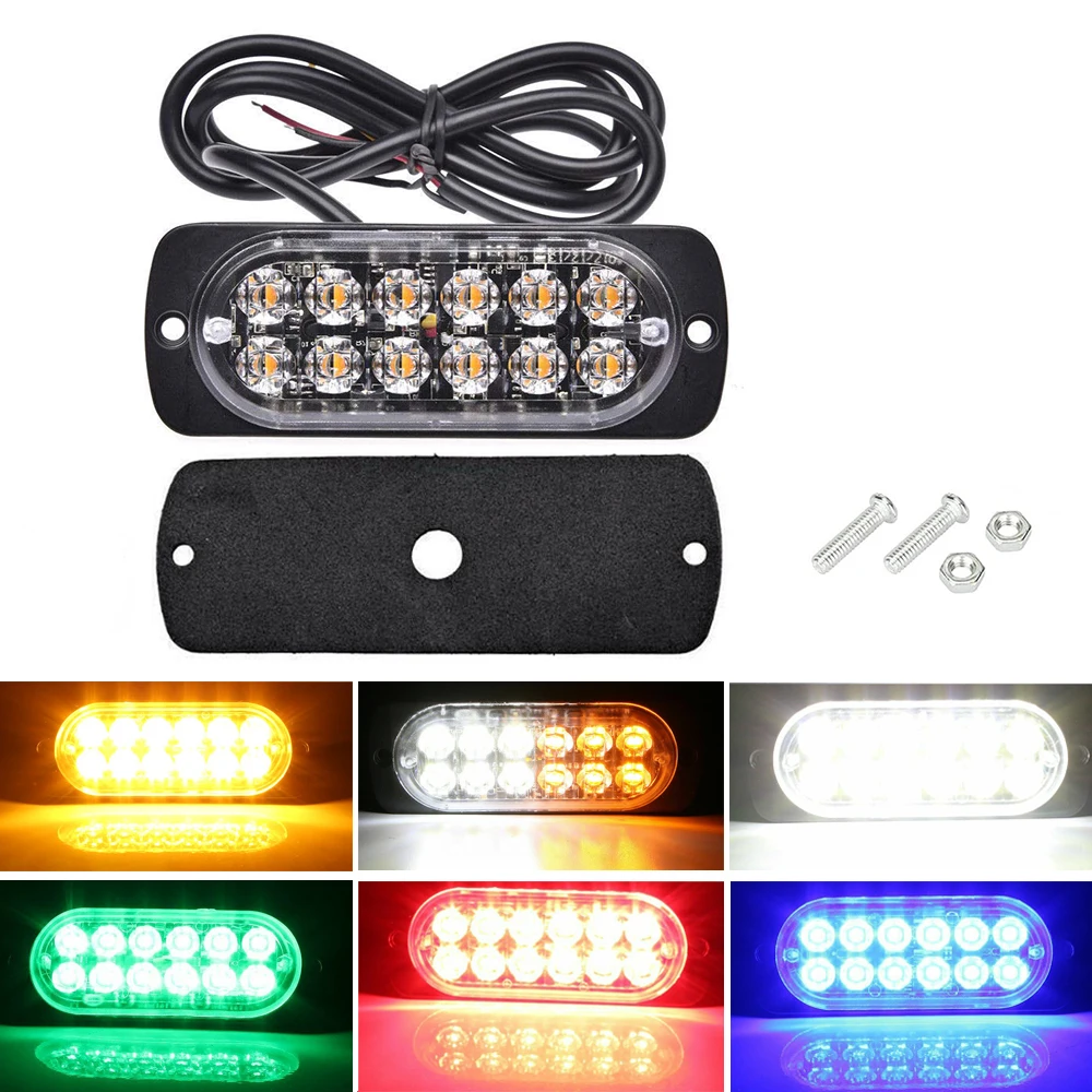 12 LED Strobe Lights Emergency Flashing Beacon Warning Light 12V 24V ...