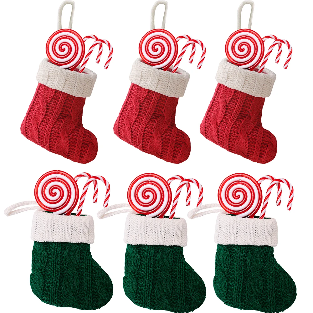 Christmas-Knitted-Sock-Red-Green-Xmas-Tree-Hanging-Mini-Sock-For-Home ...
