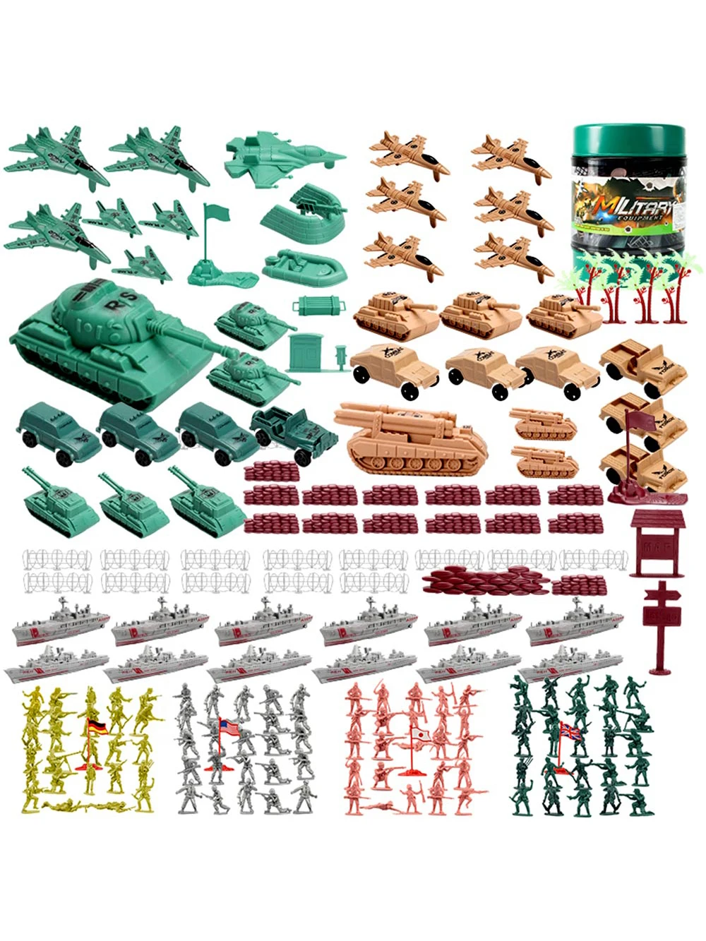 ViiKONDO-Army-Men-Toy-Military-Set-200pcs-Storage-Bucket-Epic-WWII-UK ...
