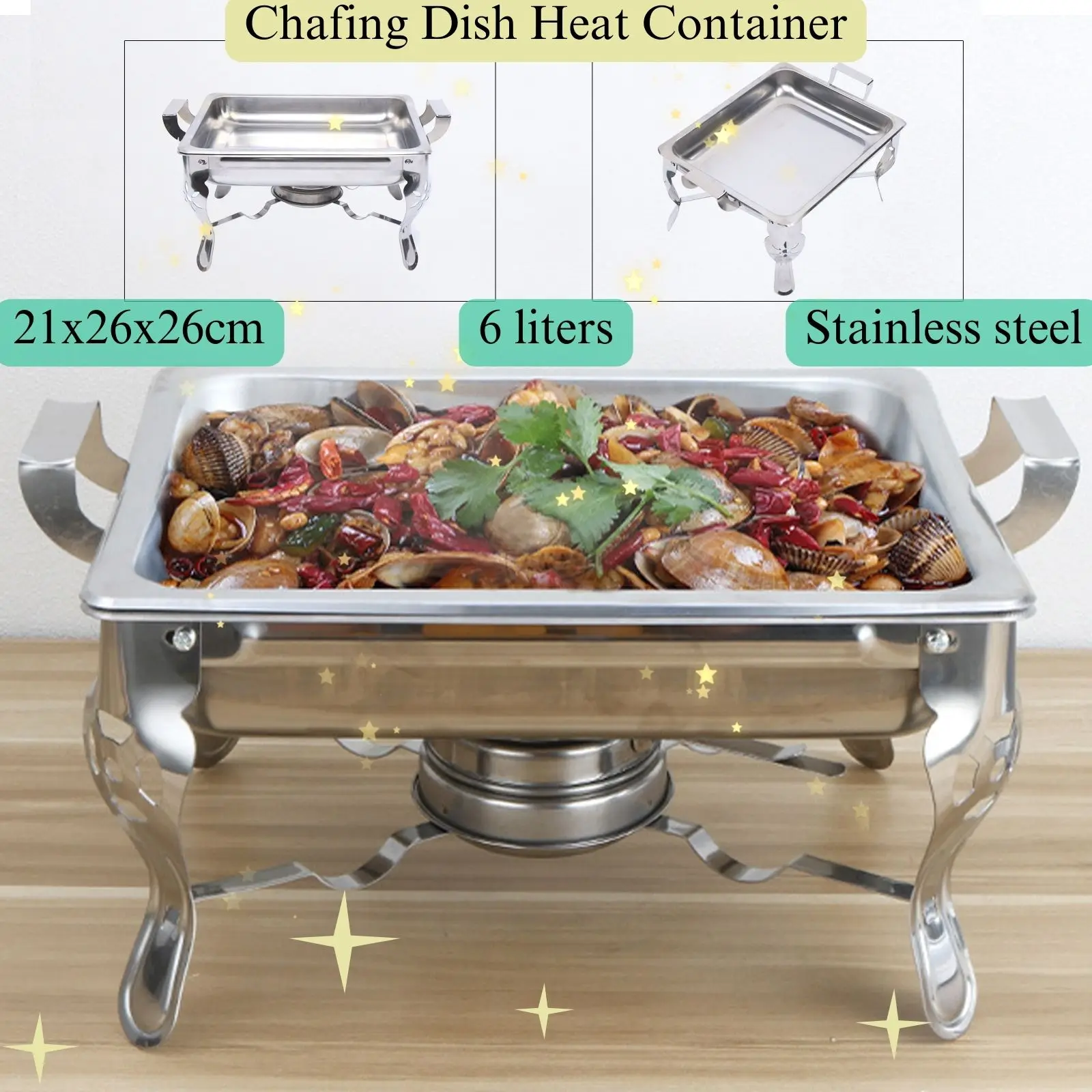 RainWeel Stainless Steel Food Warmer, Chafing Dish Heat Container Food ...