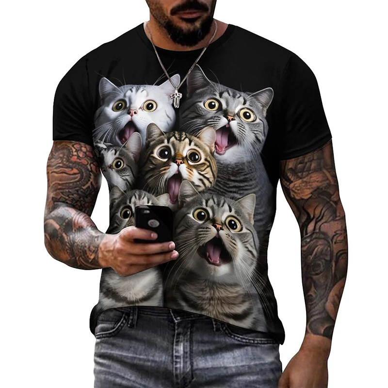 3d-Print-Colorful-Funny-Cat-Animal-Graphic-T-Shirts-Men-Summer-Short ...