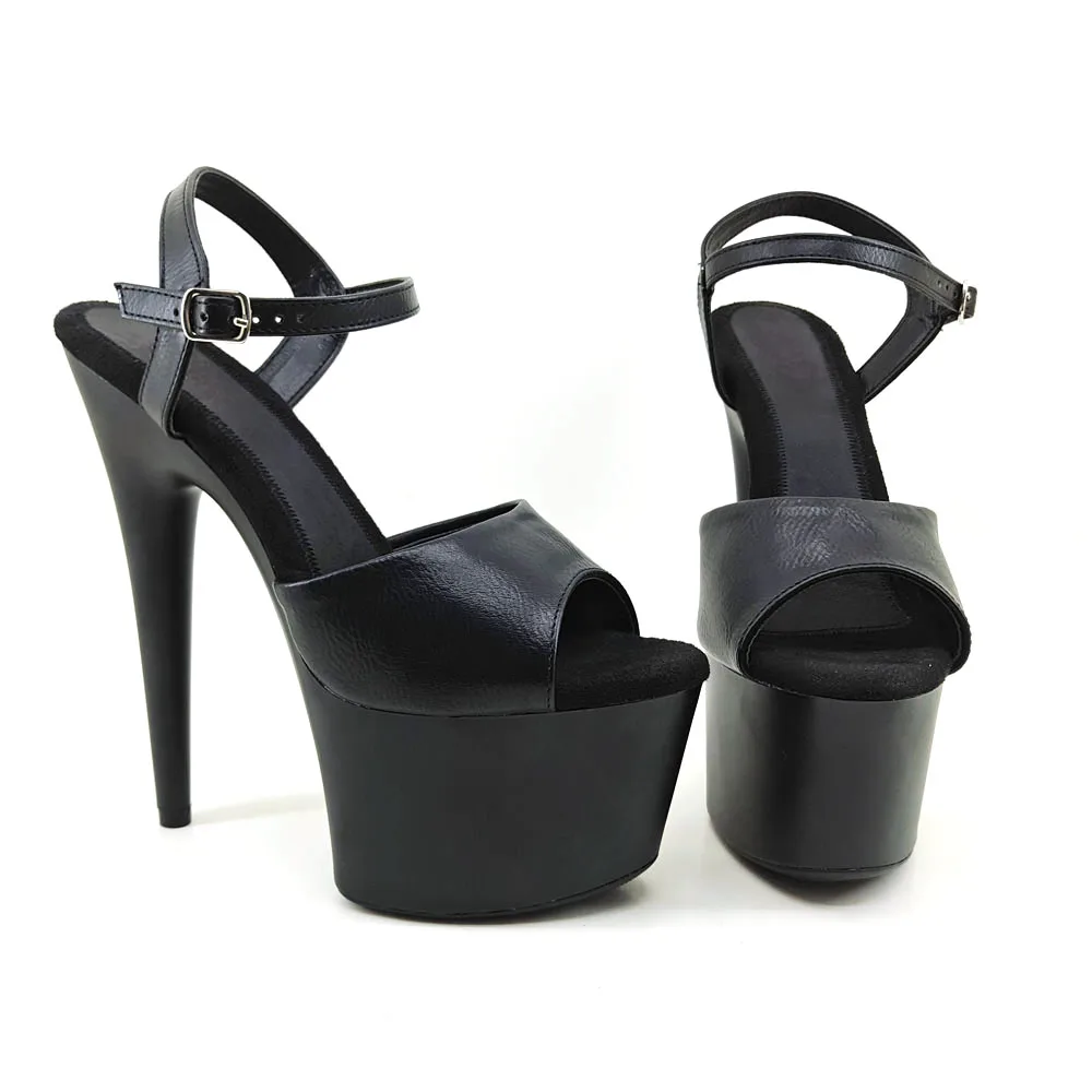 Leecabe Matt Black 17CM/7Inch Women's Platform Sandals party High Heels ...