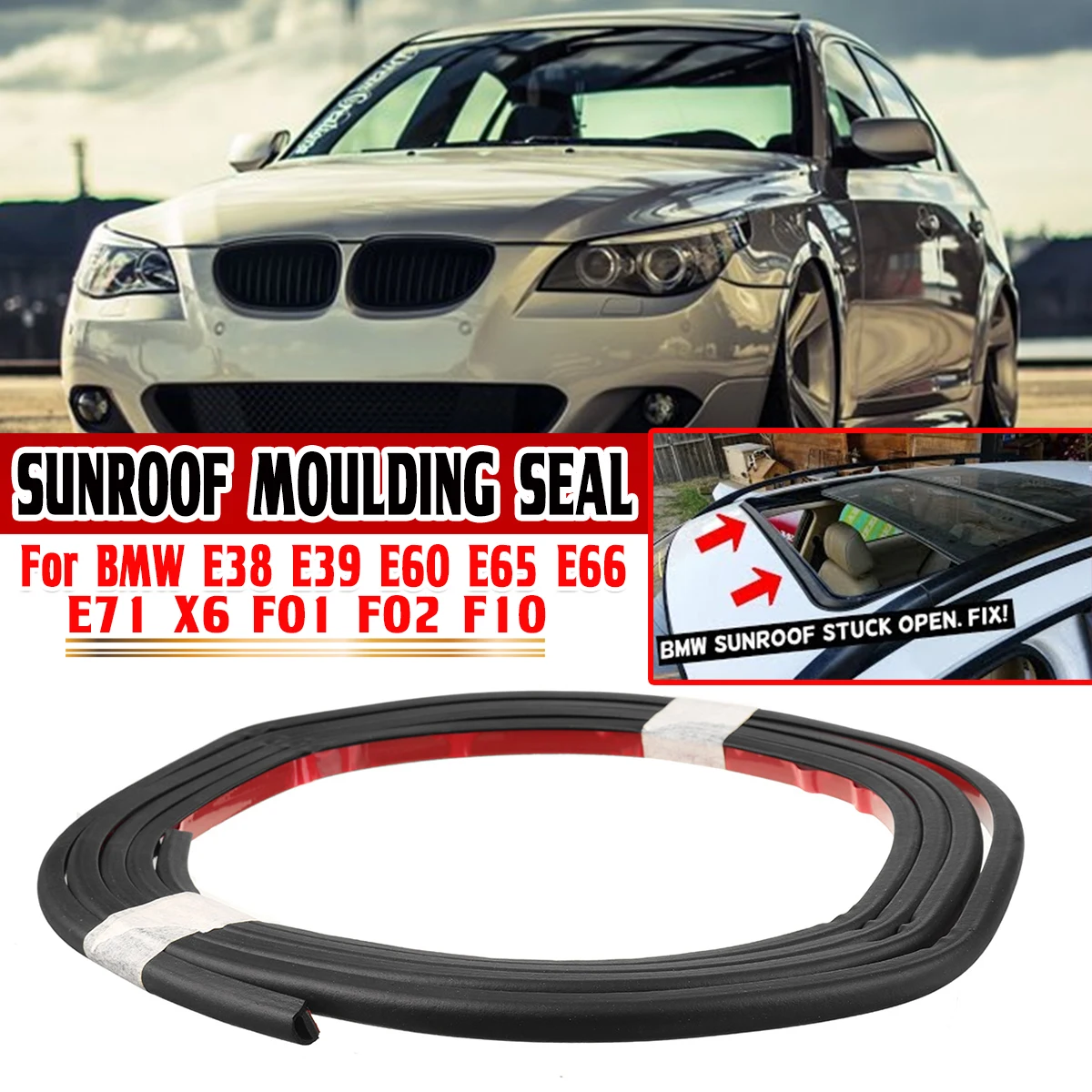 Black-Rubber-Sunroof-Moulding-Seal-For-BMW-E38-E39-E60-E65-E66-E71-X6 ...