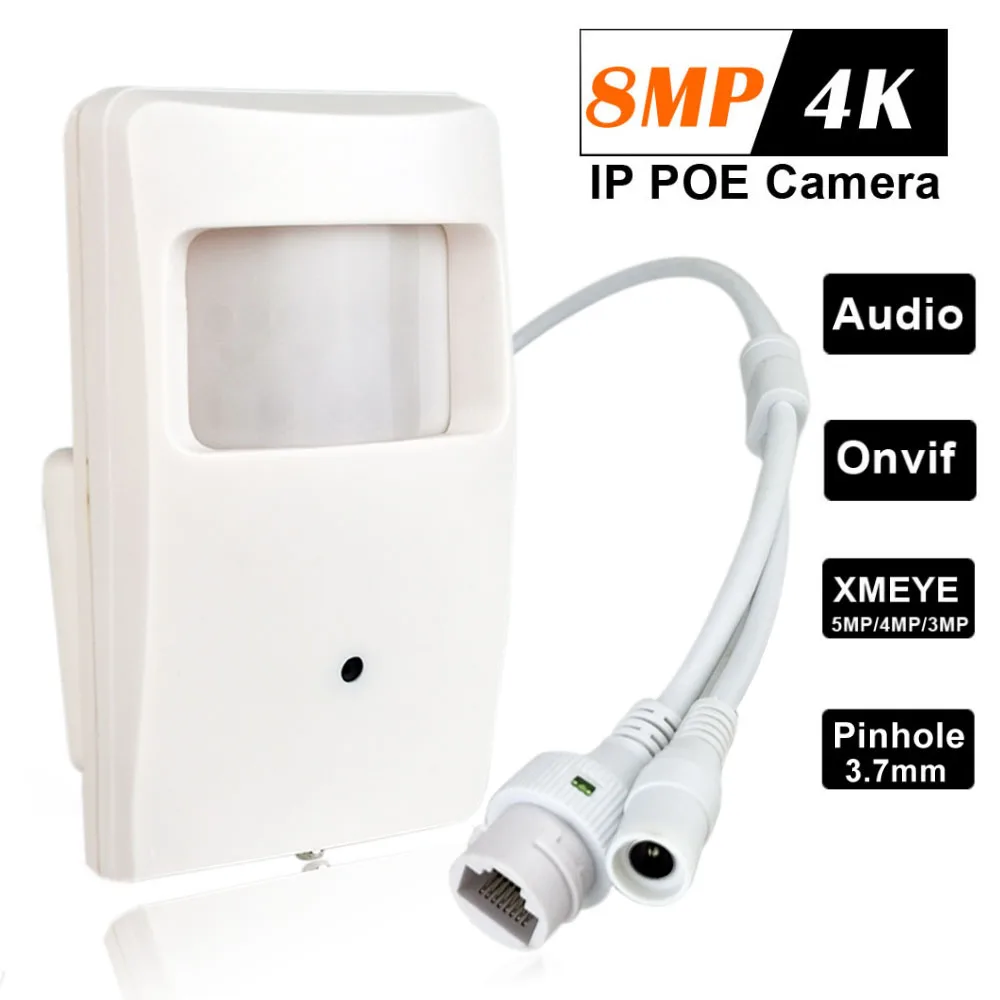 HD 2MP 3MP 4MP 5MP 8MP 4K Audio POE Mini IP Camera 3.7MM Lens PIR Style ...