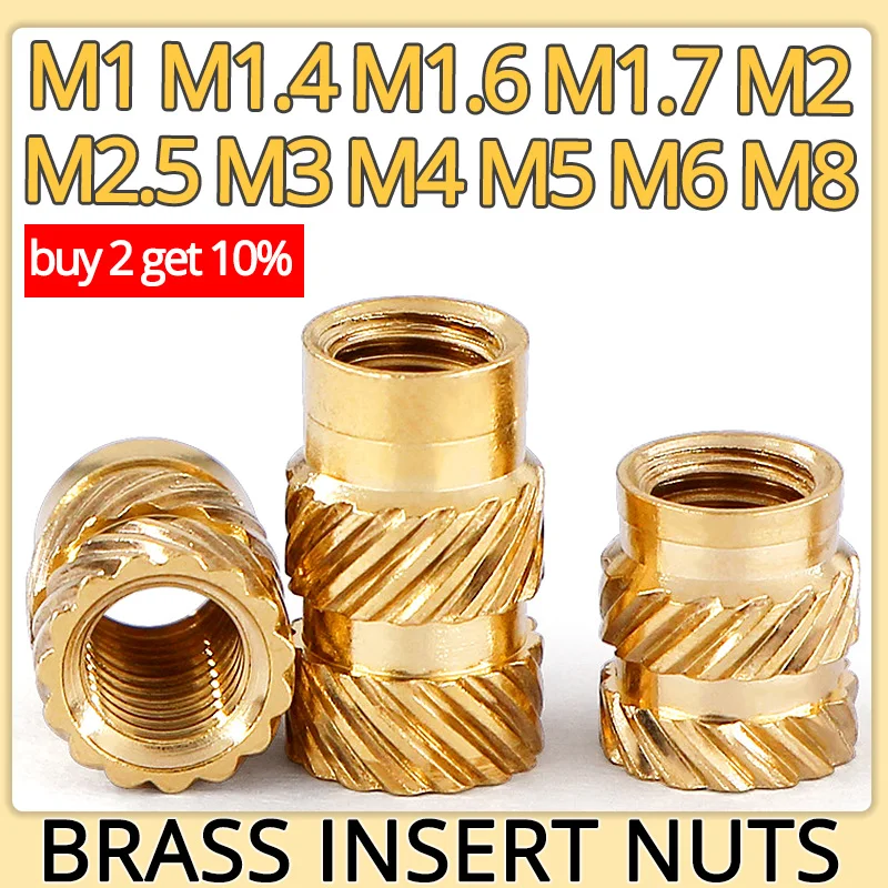 M1 M1.4 M1.6 M1.7 M2 M2.5 M3 M4 M5 M6 M8 Thread Heat Insert Brass Nut ...