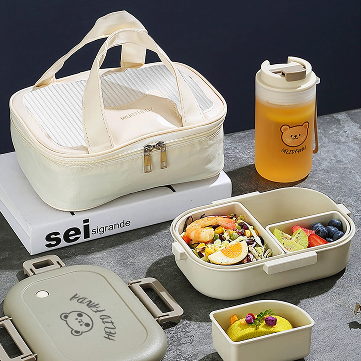 WORTHBUY-Bento-Lancheira-De-Pl-stico-port-til-Com-3-Compartimento-Remov ...