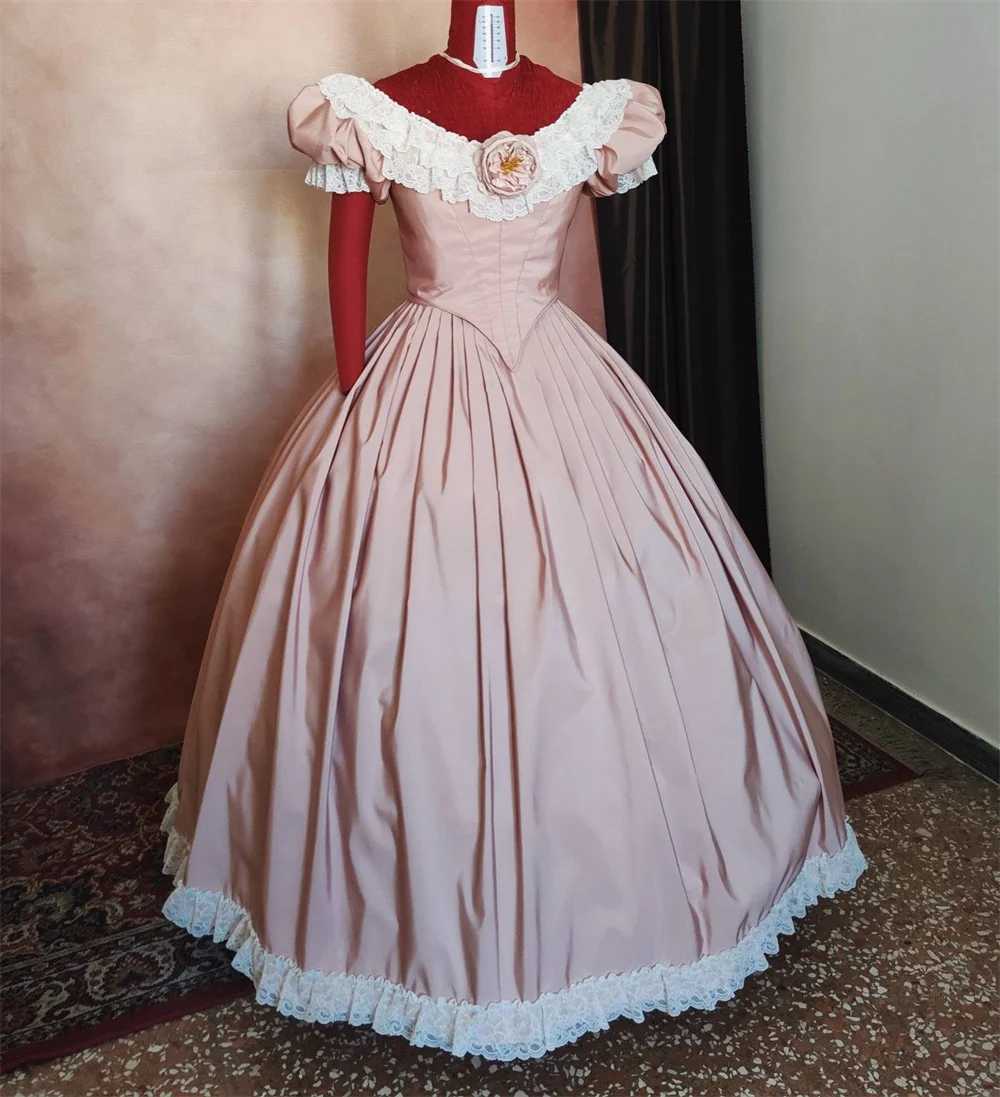 1860s Victorian Civil War Scarlett Costume Pink Taffeta Princess Dress ...