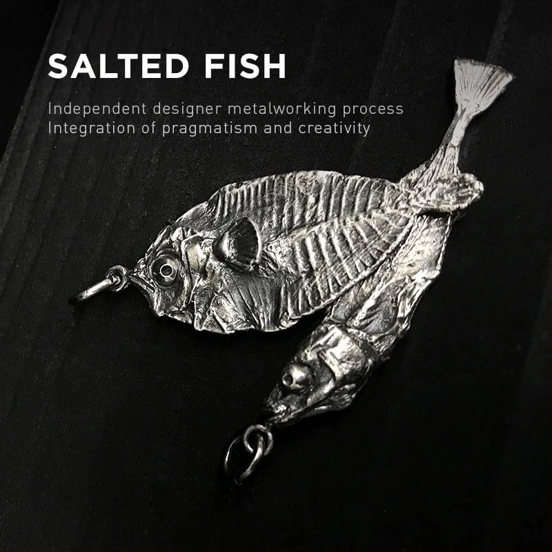 S925 Sterling Silver Original Design Salted Fish Pendant Handcrafted ...