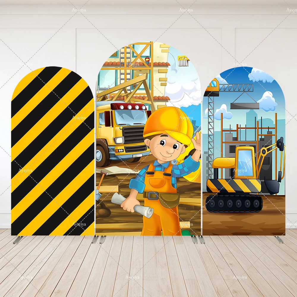 Construction-Boy-Birthday-Decoration-Arch-Cover-Backdrop-Chiara-Wall ...