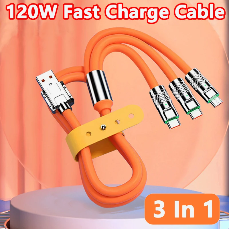 3-In-1-Liquid-Silicone-120W-Fast-Charging-Cable-Micro-USB-Type-c-Zinc ...