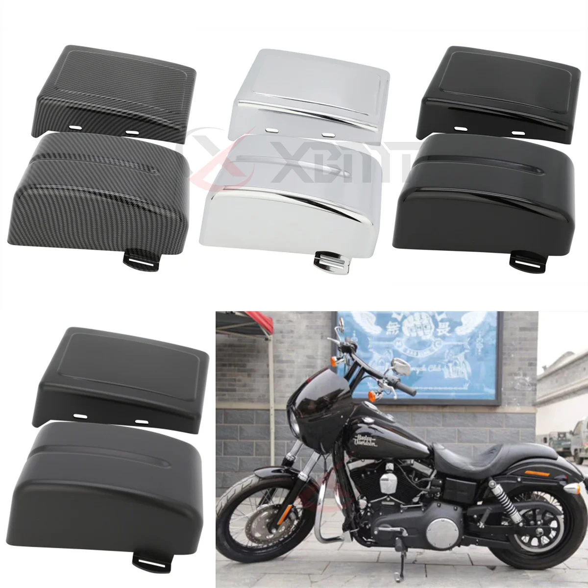 Motorcycle-Battery-Side-Fairing-Frame-Cover-Cap-For-Harley-Dyna-Street ...