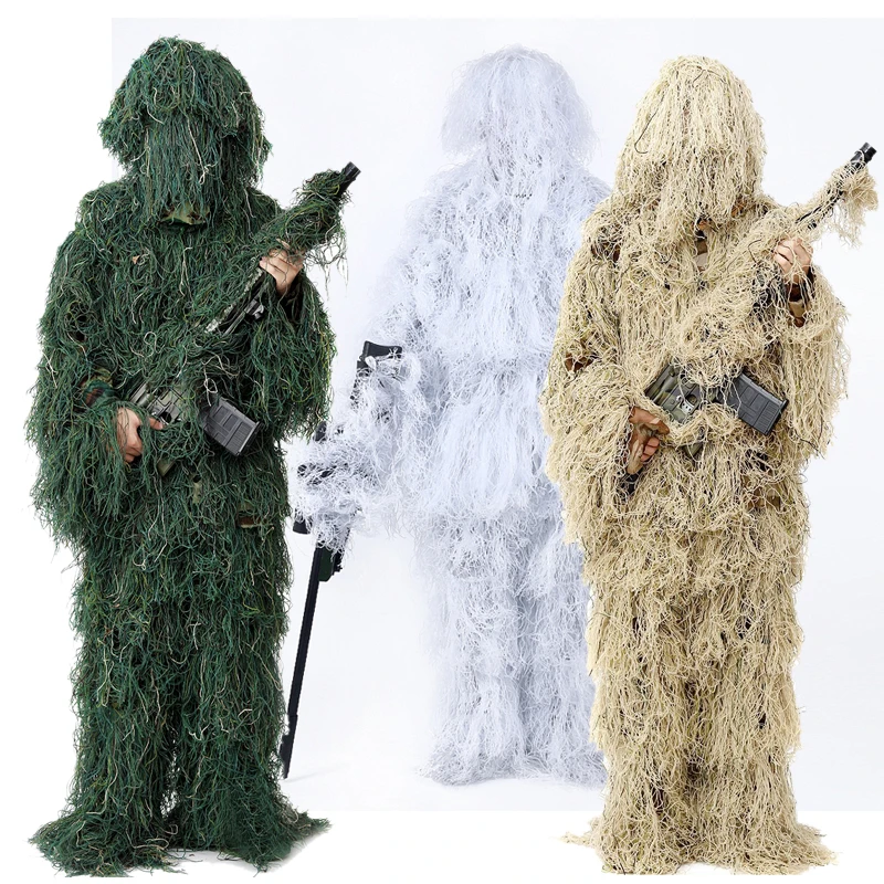 3D-Ghillie-Camouflage-Clothes-Sniper-Suit-Military-Hunting-Clothes-Snow ...