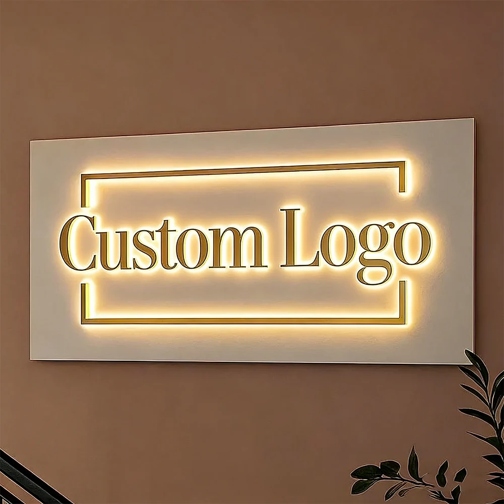 Custom 3D Letter Business Large Illuminated Sign Metal Backlit Signage ...