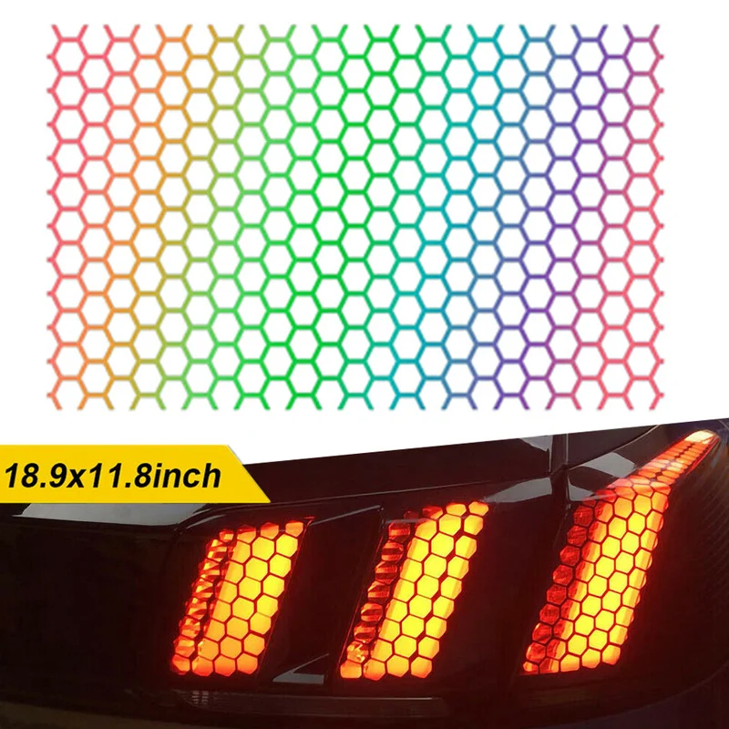 Car Tail Light Honeycomb Sticker Reflective Decoration Multicolor Car ...