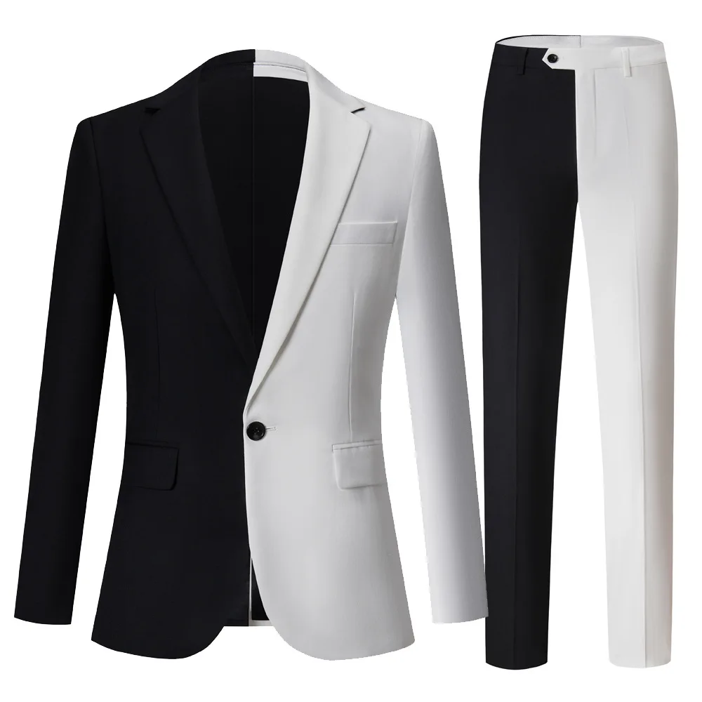 Fashion-Elegant-Men-s-Business-Black-White-Contrast-Color-Suit-Male ...