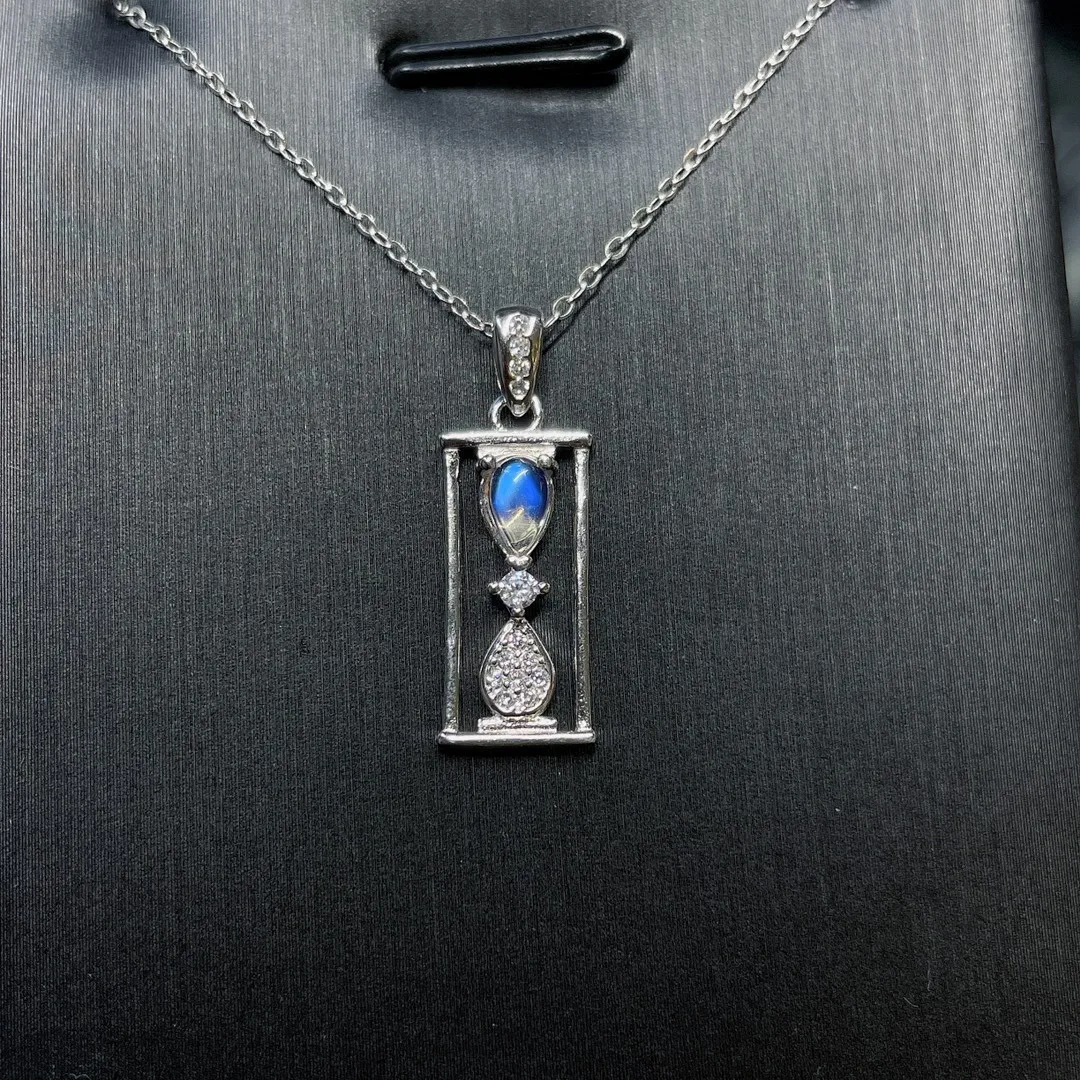 Collar-con-colgante-de-reloj-de-arena-de-piedra-de-Luna-India-Natural ...