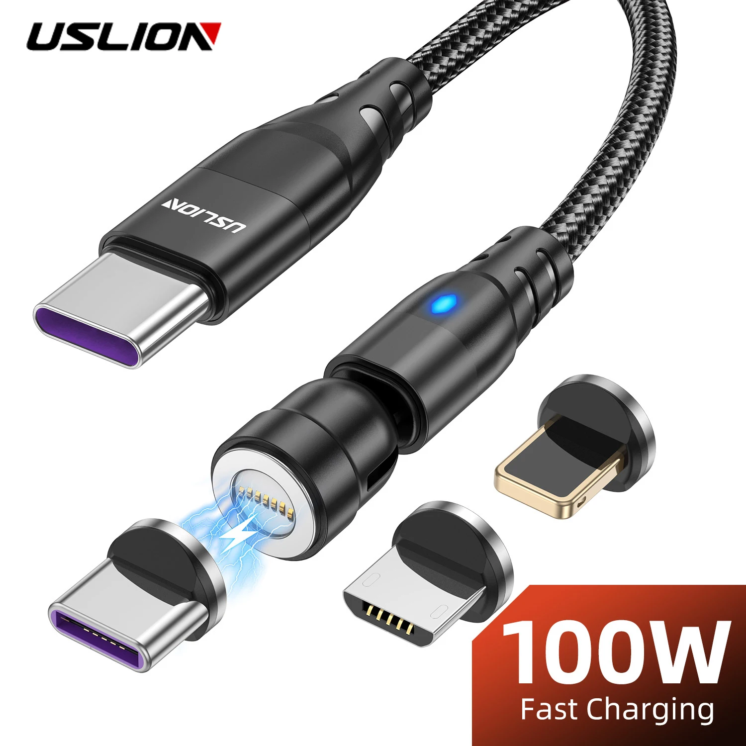 USLION PD 100W Fast Charging Magnetic Cable 5A USB C To Type C Data ...