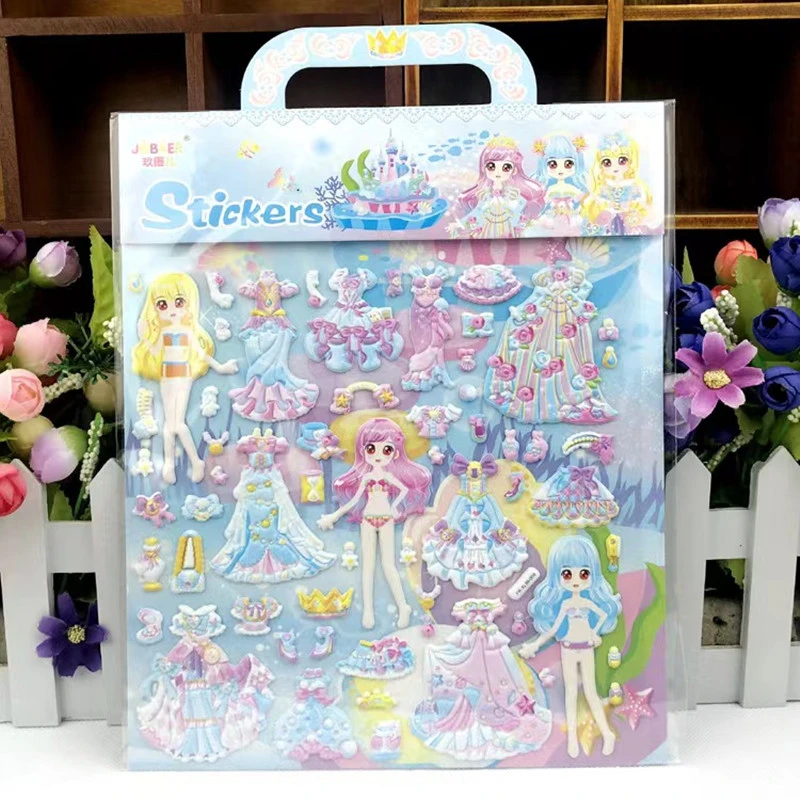 Kids Dress Up Stickers Girls Kawaii Costume 3D Foam Cartoon Sticker for ...