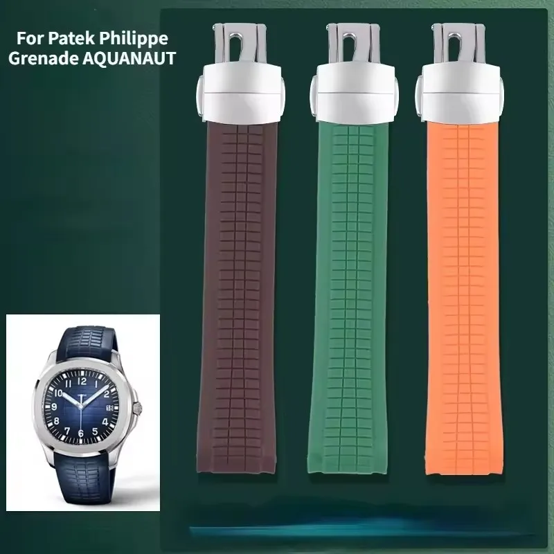 For PP Rubber Strap for Patek Philippe Grenade AQUANAUT Series 5167A ...