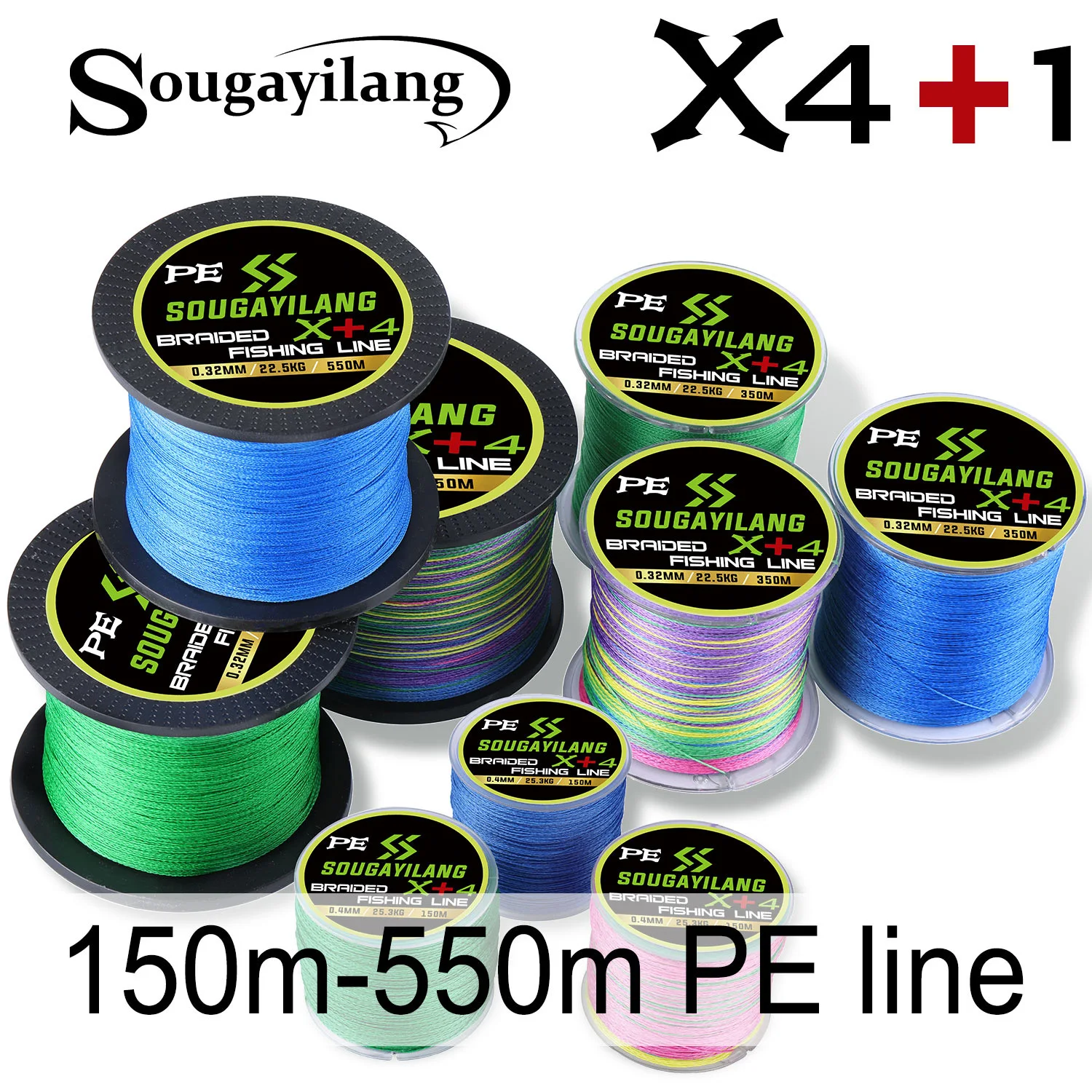 Sougayilang-Braided-Line-150m-3-Colors-Fishing-Line-Max-Drag-55-8LB ...