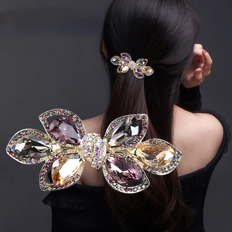 New-Fashion-Retro-Crystal-Butterfly-Hair-Clip-Large-Top-Flower-Spring ...