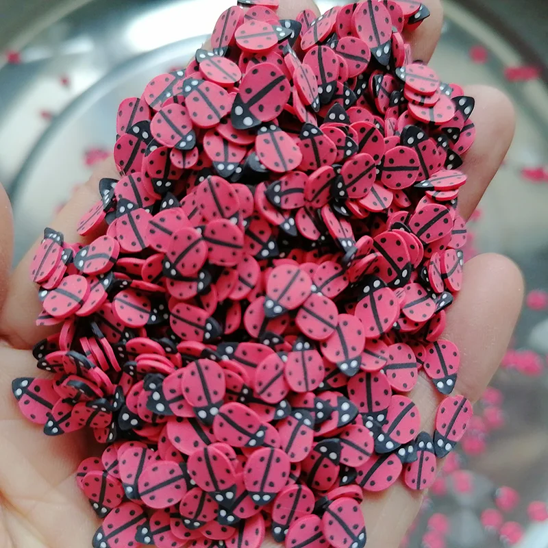 500g/200g DIY Craft Slime Sprinkle 5mm Resin Ladybird Beetle Polymer ...