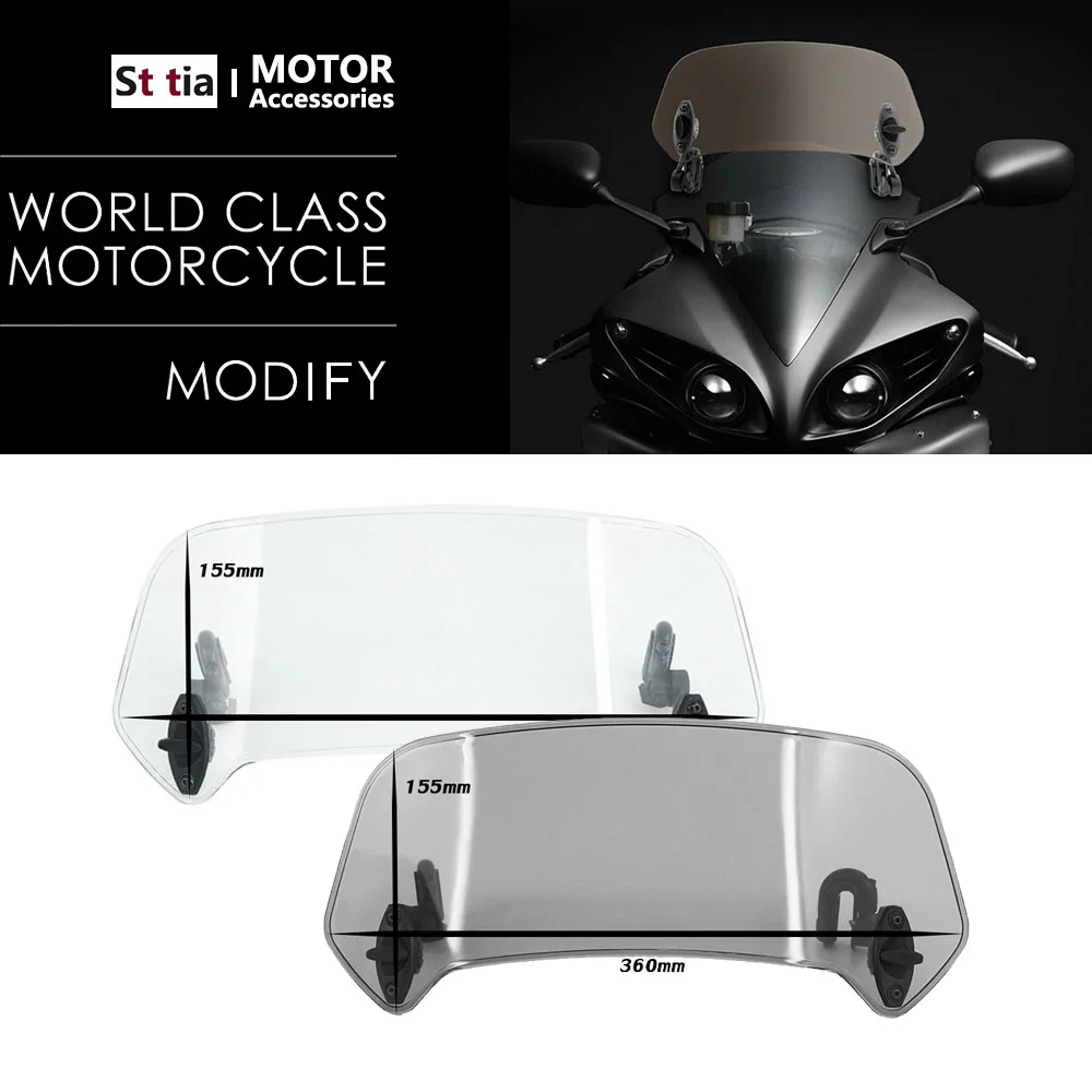 Universal-Motorcycle-Windscreen-Adjustable-Glass-Windshield-Extension ...