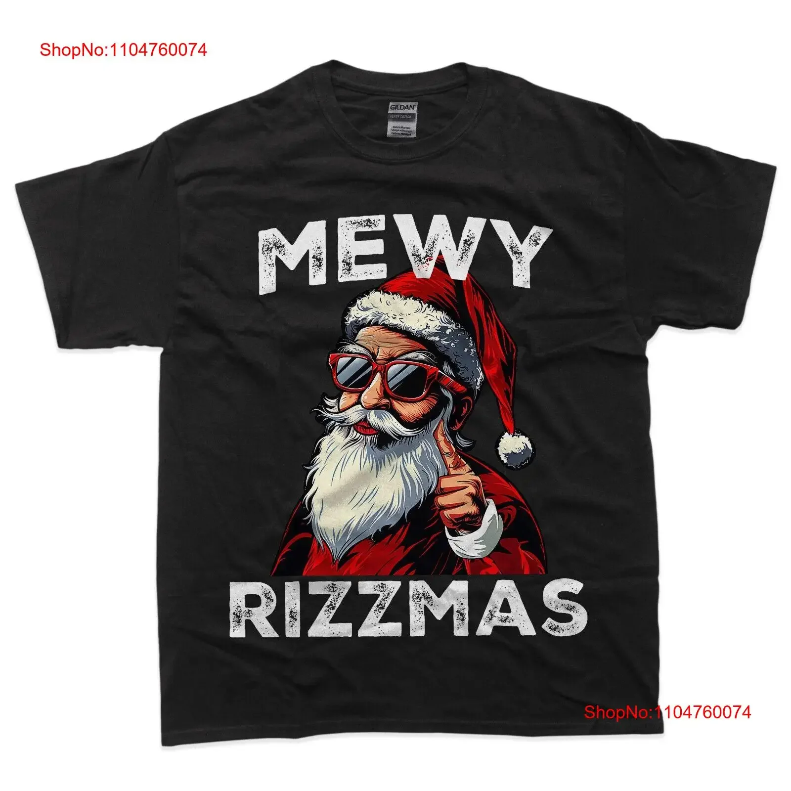 Mewy Rizzmas Funny Santa Mewing Joke Rizz Mens Christmas T Shirt ...