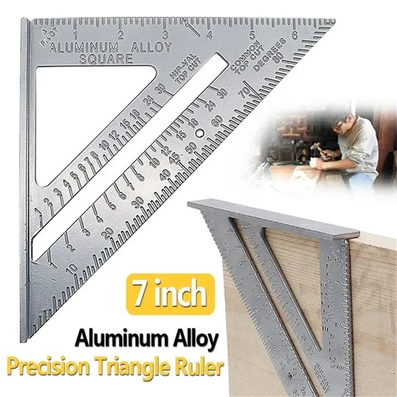 7inch-Aluminum-Alloy-Triangle-Square-Ruler-Angle-Protractor-Measuring ...