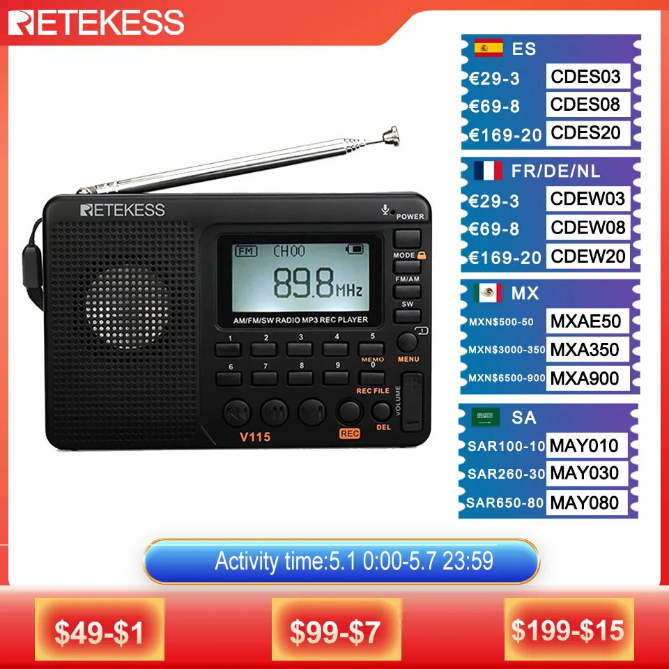 Retekess-V115-Radio-Fm-Am-Portable-Mini-Radio-Fm-Num-rique-De-Poche ...