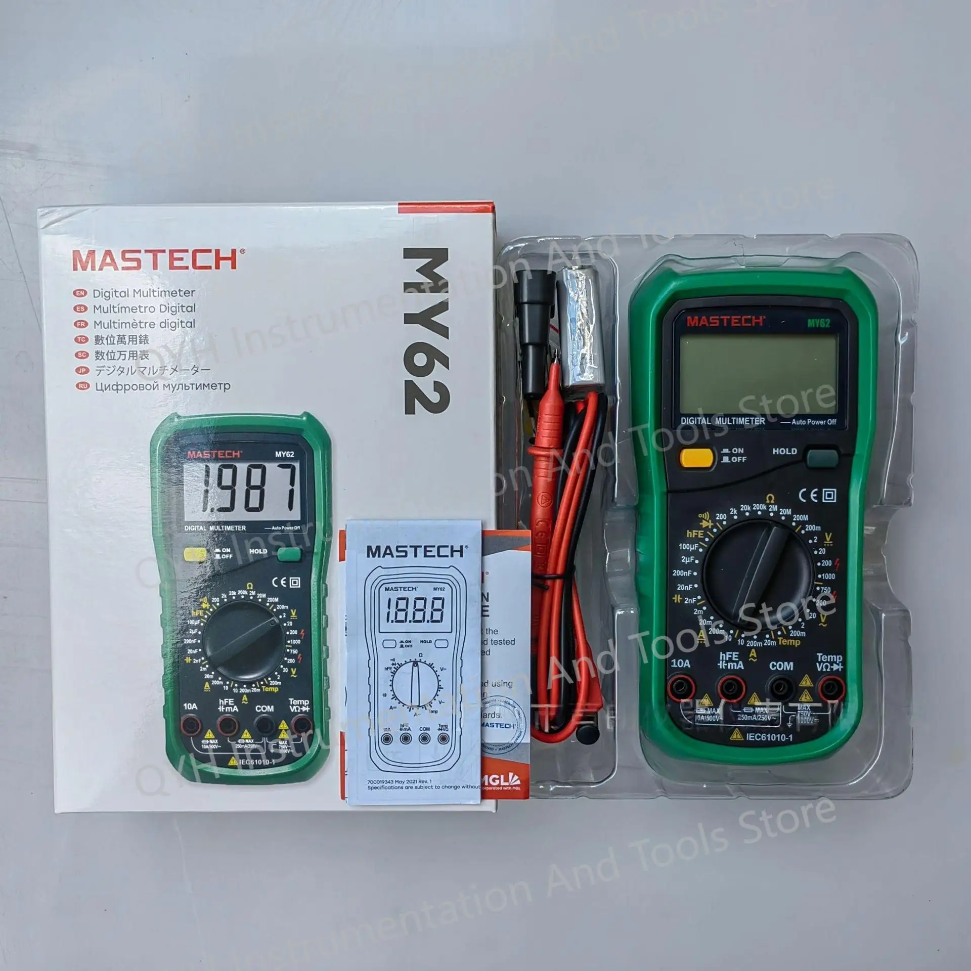 MASTECH MY62 Handheld Digital Multimeter DMM W/Temperature Capacitance ...