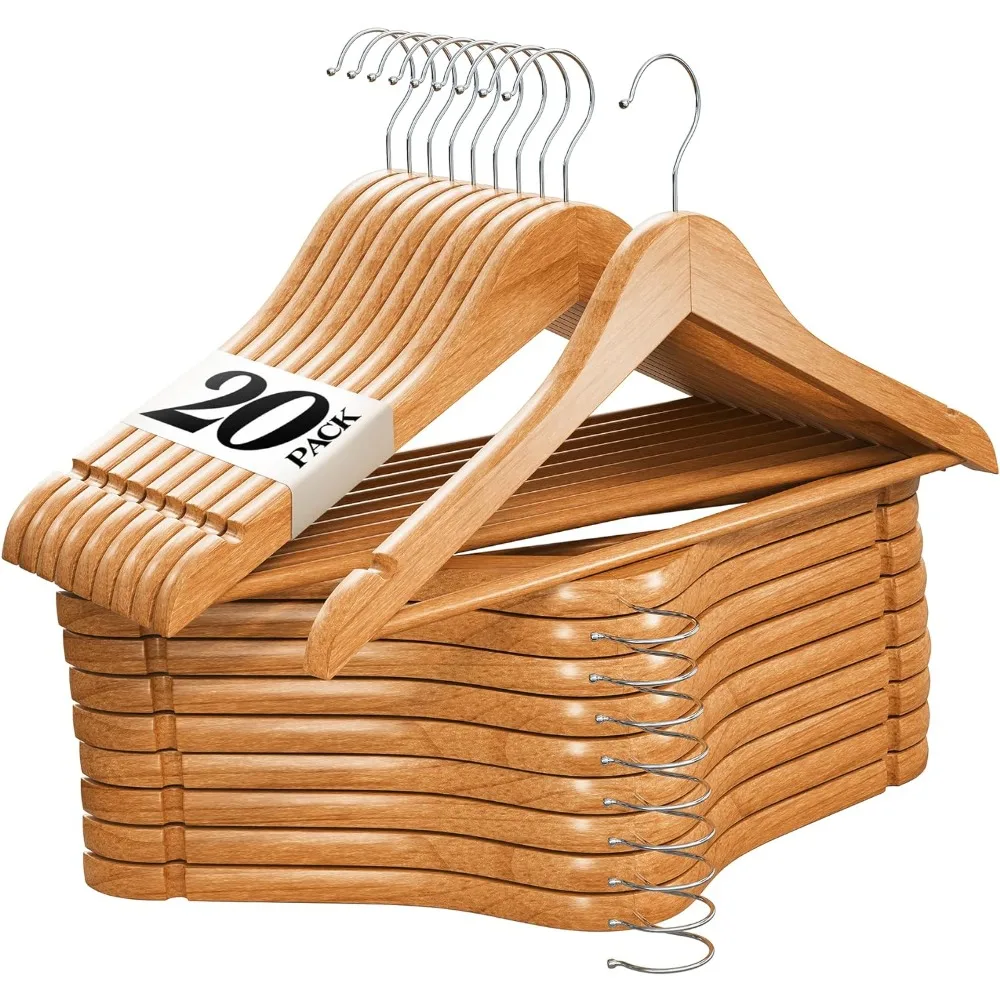 Premium-Wooden-Hangers-Durable-Non-Slip-Coat-Hangers-Heavy-Duty-Natural ...