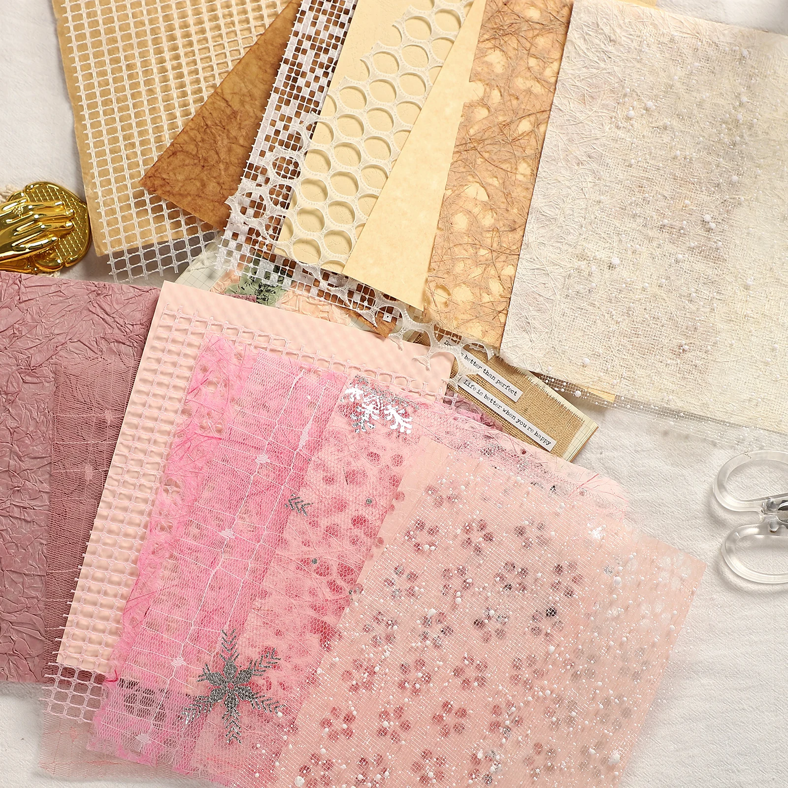 10-Sheets-Creative-Mixed-Special-Material-Paper-A5-Gauze-Mesh-Hollow ...