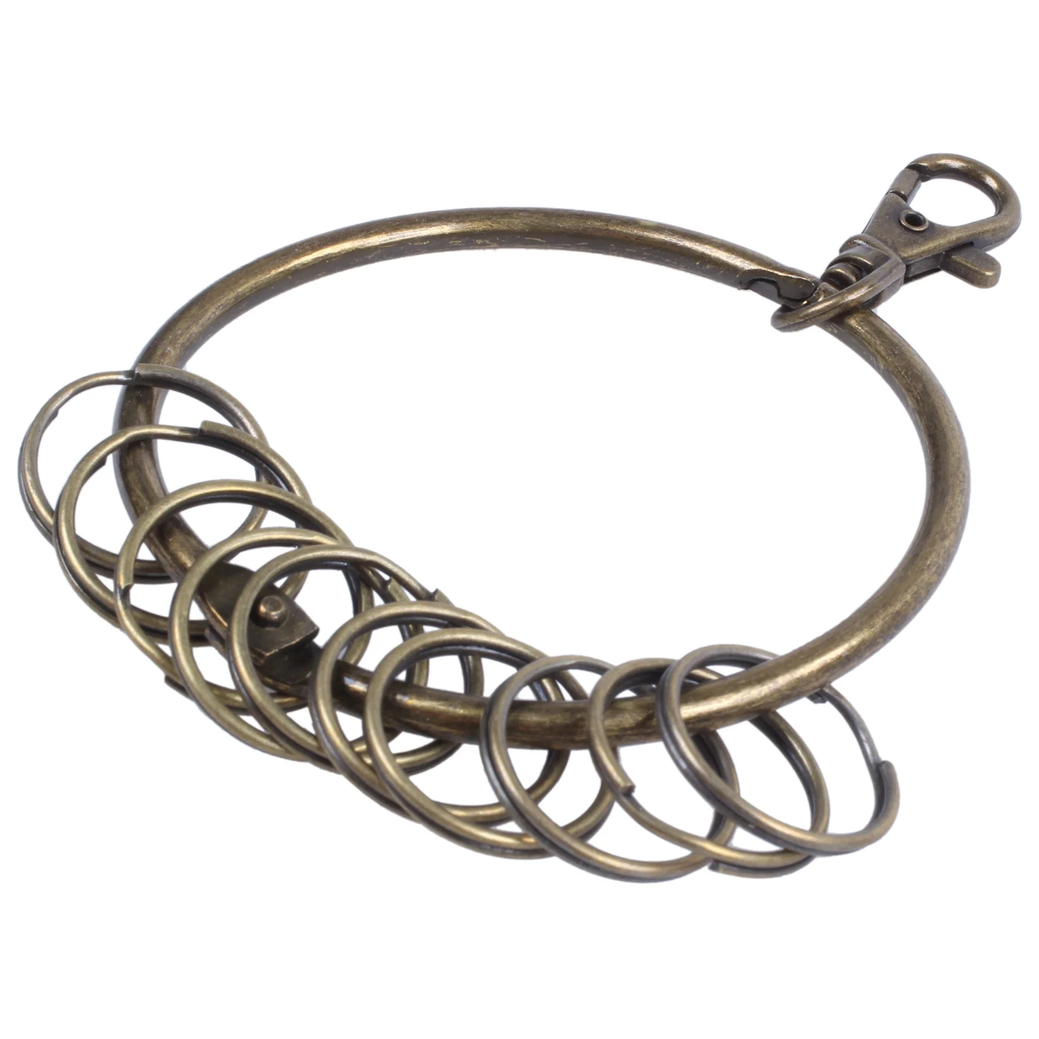 Bronze Tone Carabiner Prisoner Keyring 10 Loops Key Chain Ring 7.6cm ...