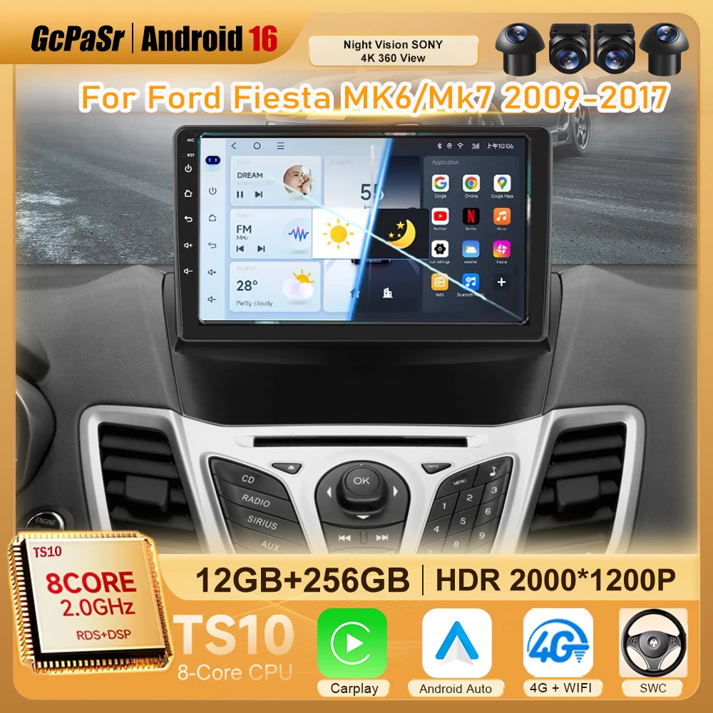 Android For Ford Fiesta MK6 MK7 2009 -2017 Car Radio Carpaly Multimedia ...