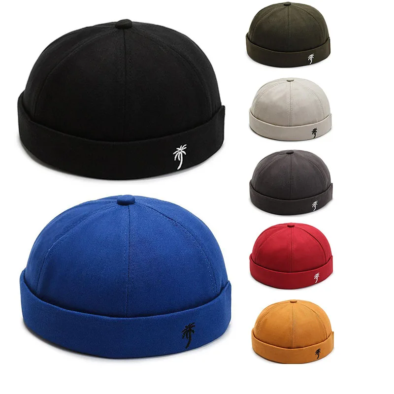 Vintage Palm Embroidery Beanie Hats Men's Docker Cap Spring Landlord ...