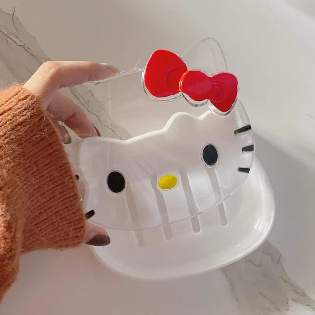 Hello Kitty Kawaii Transparent Soap Box Bathroom Sink with Lid Drain ...