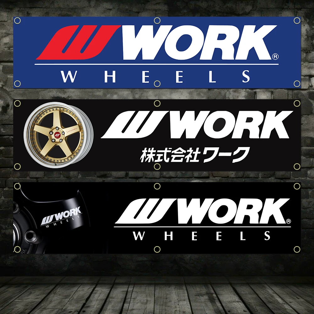 60X240cm Work Wheels Banner Flag Polyester Printed Garage Wall Art ...
