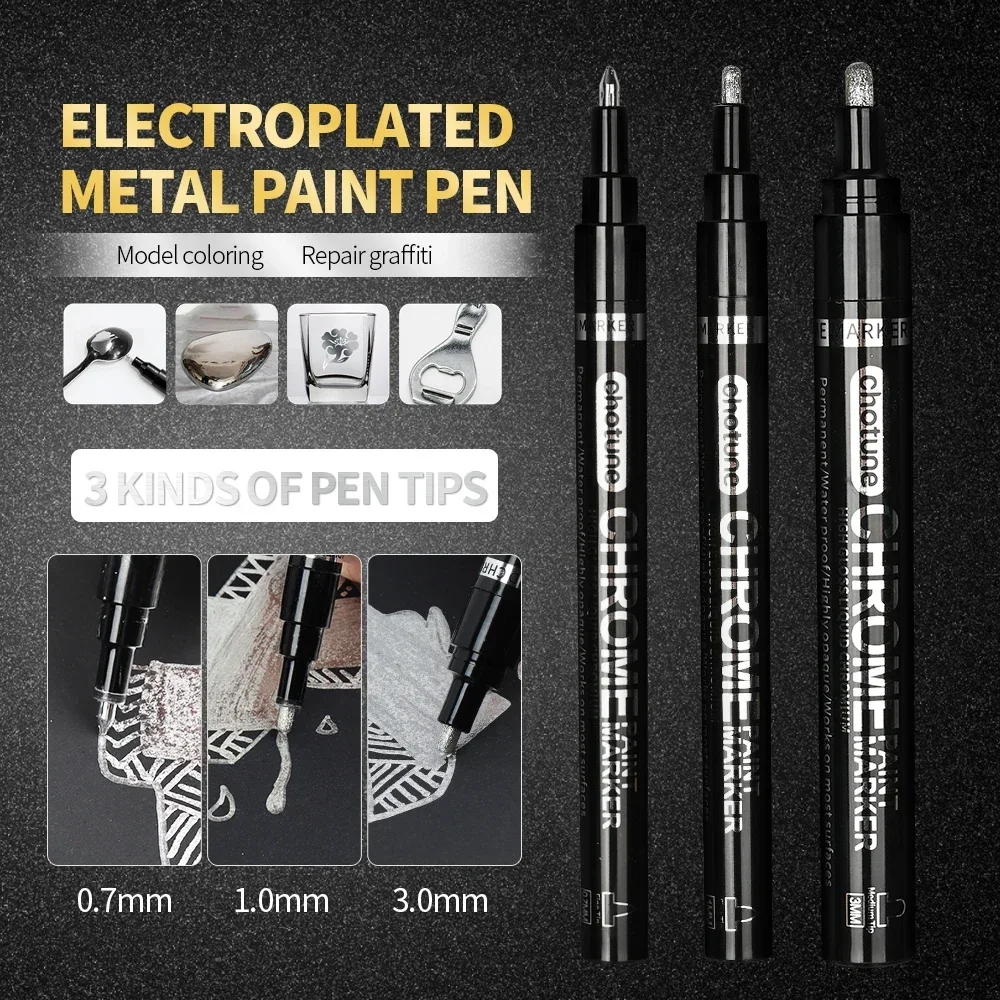Chrome-Mirror-Marker-Pen-DIY-Reflective-Liquid-Paint-Pens-Silver-Gold ...