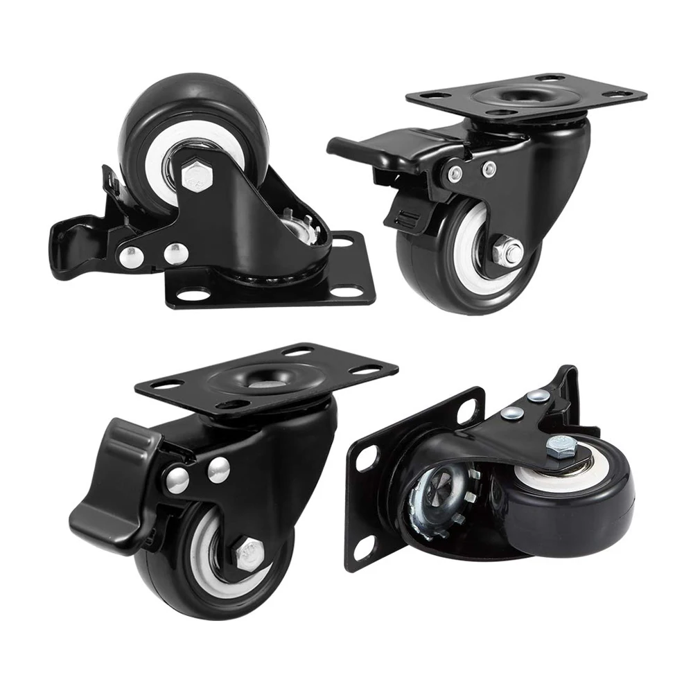 4-PCS-1-5-inch-Heavy-Duty-Caster-Wheels-Polyurethane-PU-Rubber-Swivel ...
