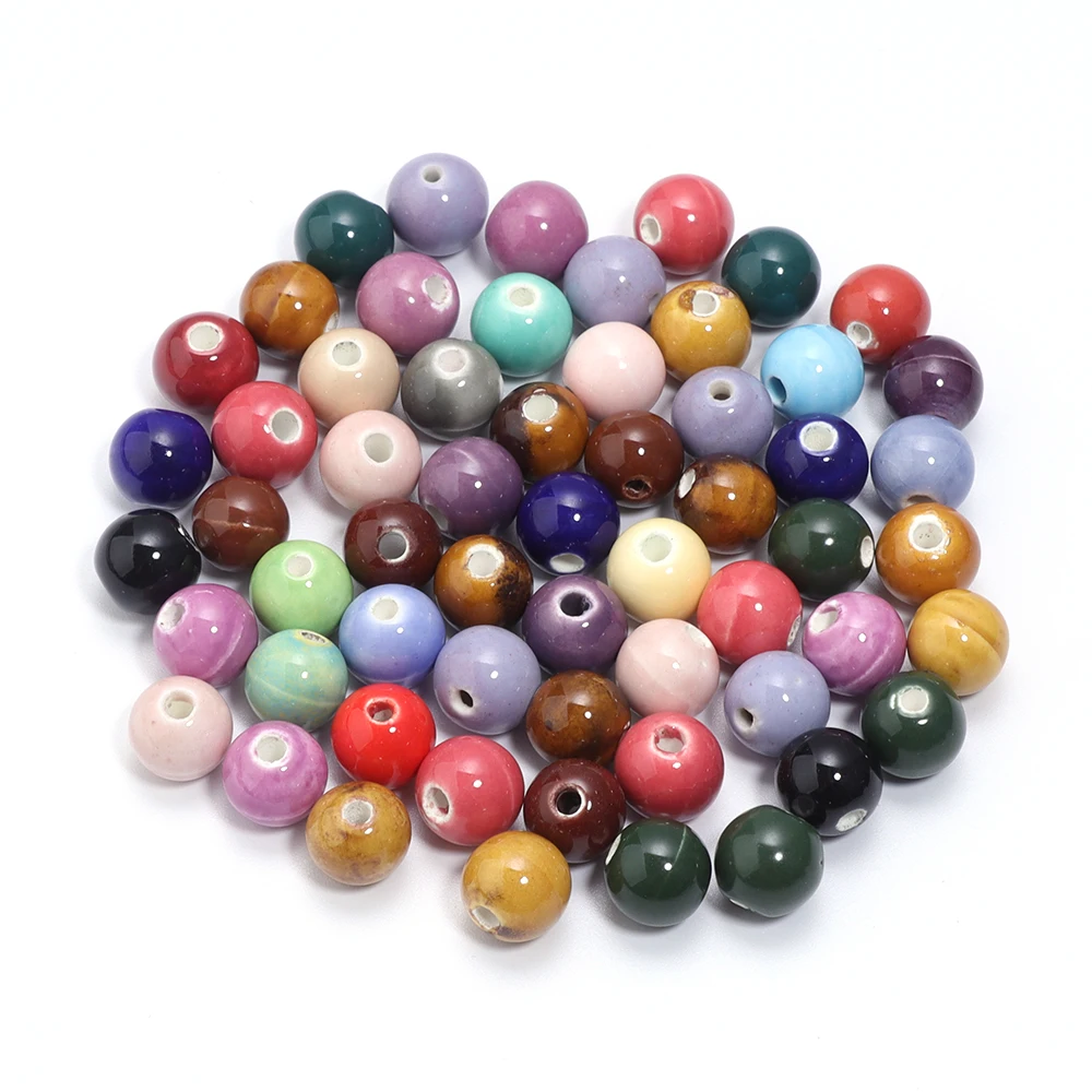 20pcs/lot 6/8/10mm Colorful Ceramic Beads Round Porcelain Beads Spacer ...