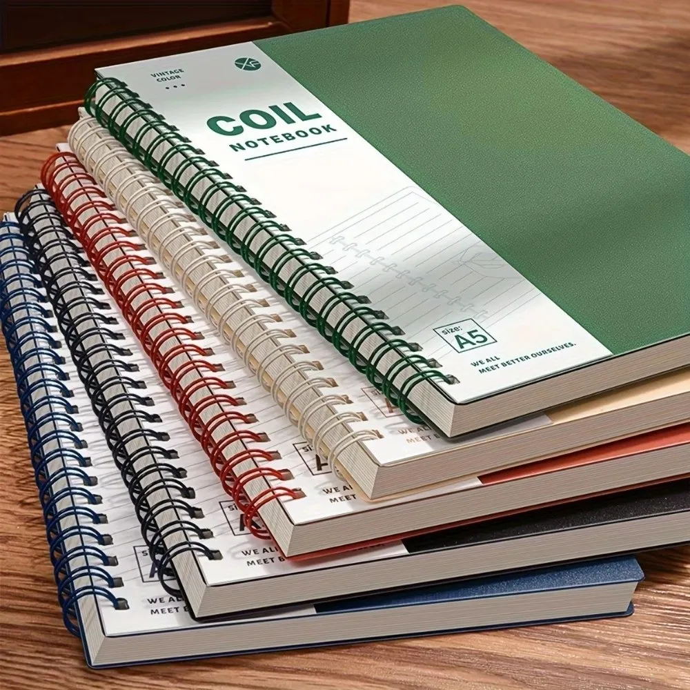 A5/B5 Spiral Notebook 120 Cream Pages Thicken Pocket Notebooks Lay-Flat ...