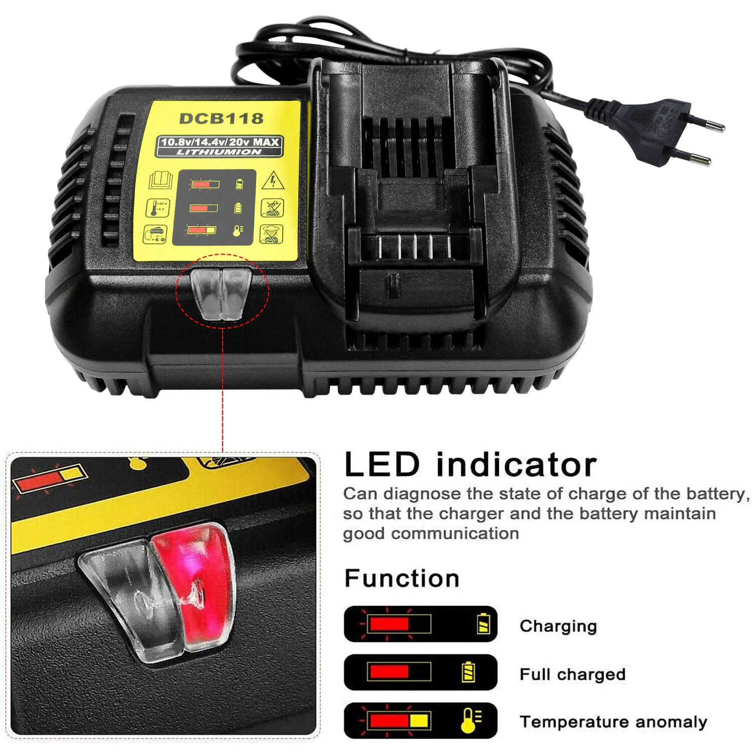 DCB118-Charger-for-Dewalt-12V-18V-Battery-Fast-Charger-Station ...