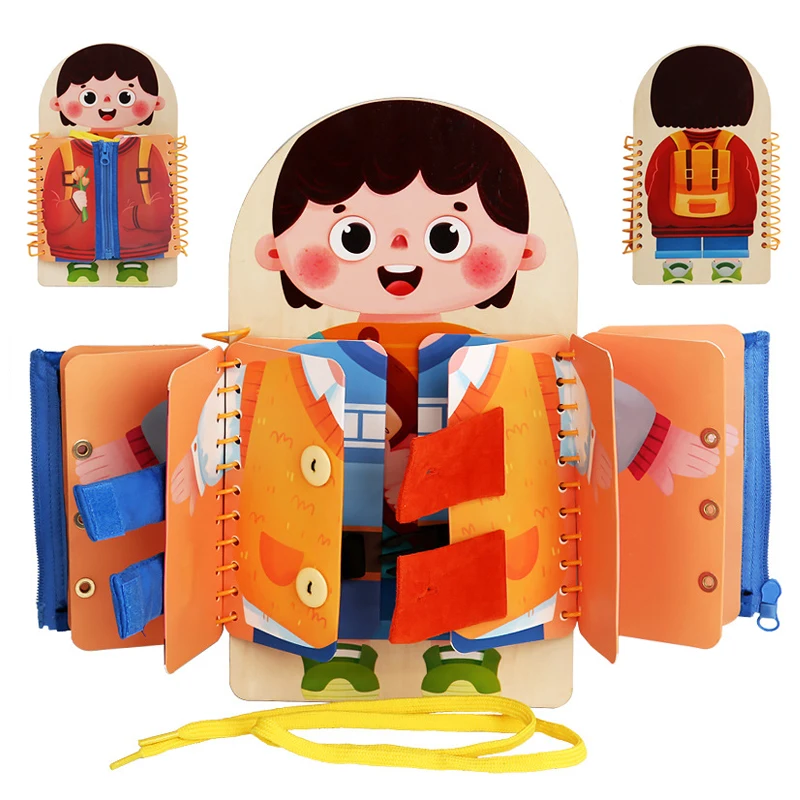 Kids Busy Book Montessori Toys Fine Motor Skills Training Button Zipper ...
