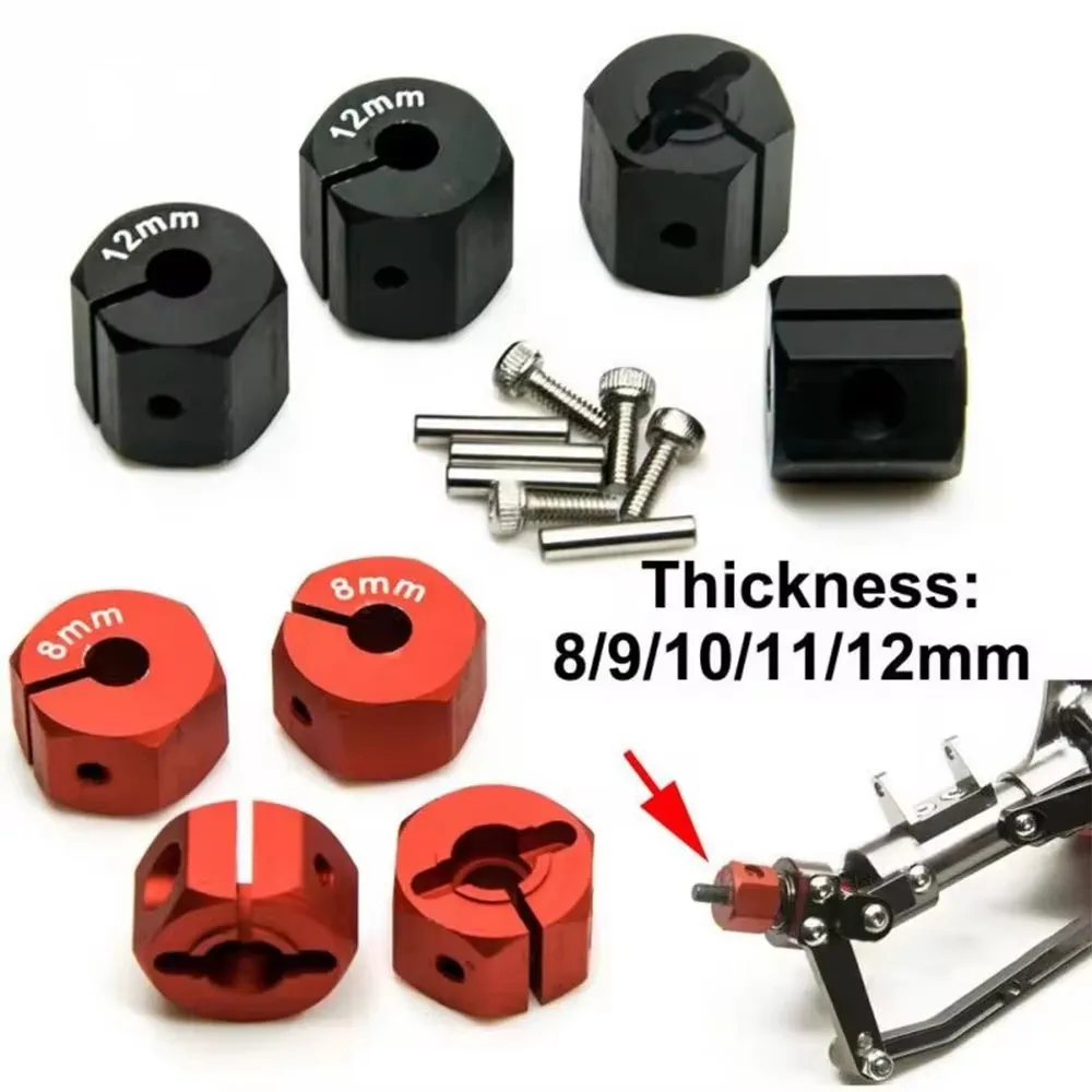4pc 8/9/10/11/12MM Thickness Aluminum Wheel Hex Nut Drive Hubs for 1/10 ...