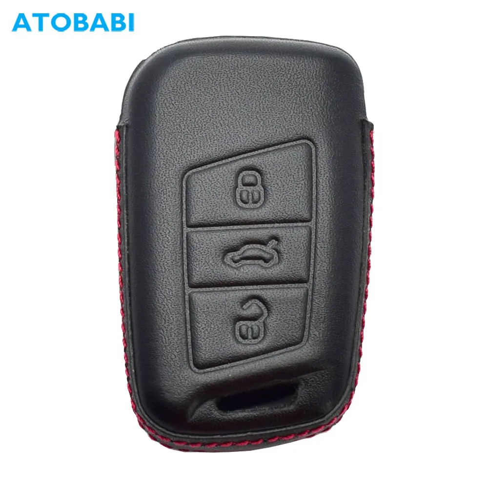 Leather Car Key Case Keychain For Skoda Superb A7 Kodiaq Vw Volkswagen ...